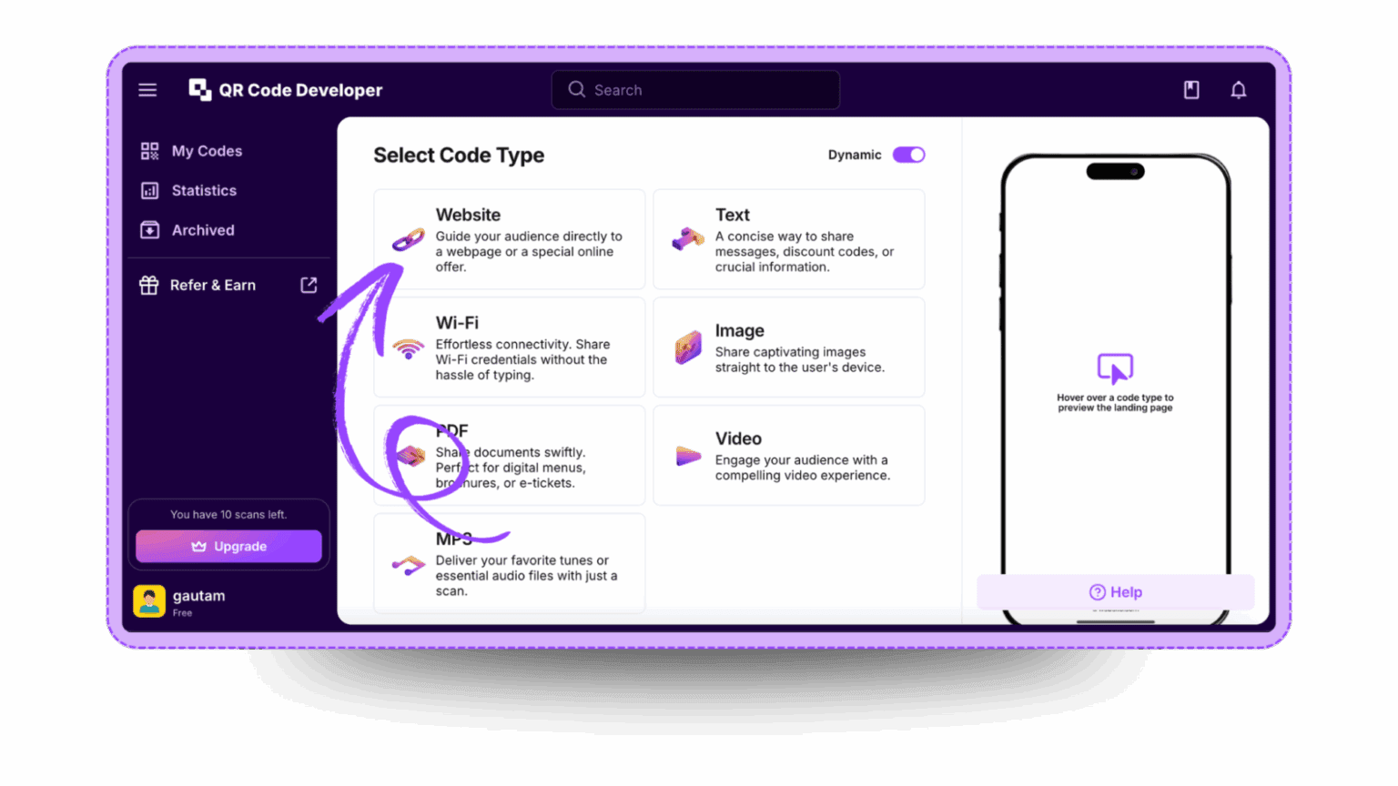 Vcard QR code generator